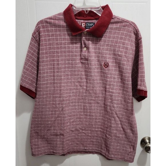 Ralph Lauren | Shirts | Vtg Chaps Ralph Lauren Red Check Crest Logo Cotton Short Sleeve Polo ...